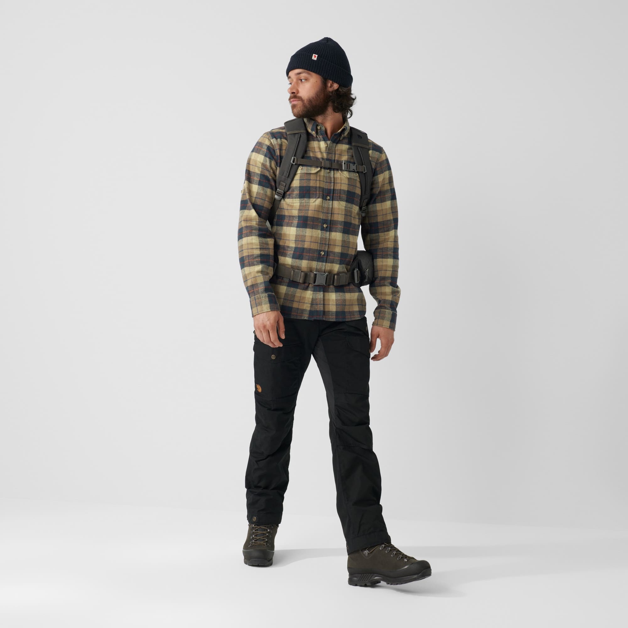 Fjällräven Singi Heavy Flannel Shirt-Navy/Brown Hemden & T-Shirts im ...
